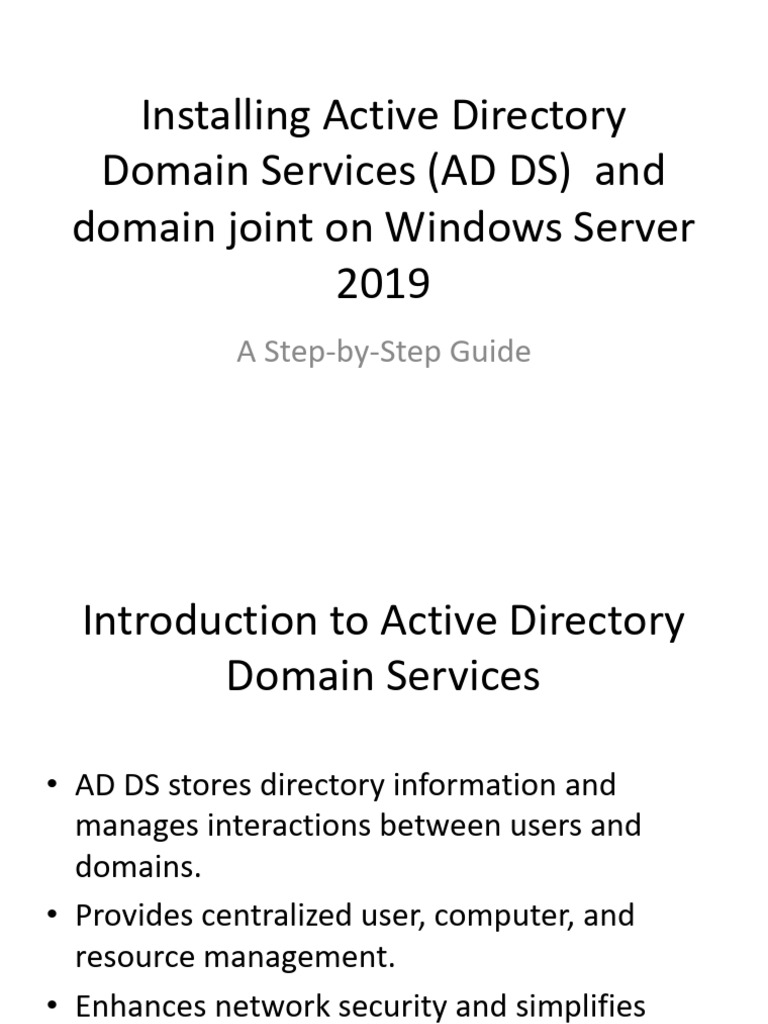 Install AD DS on Windows Server 2019 | PDF | Active Directory | Group ...