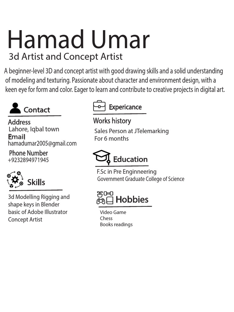 Hamad Umar: 3D Artist CV | PDF