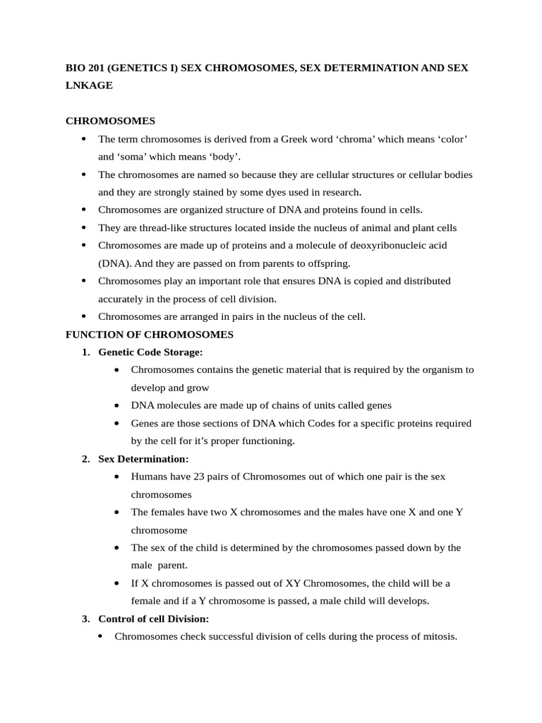 BIO 201 Chromosomes | PDF | Dominance (Genetics) | Zygosity