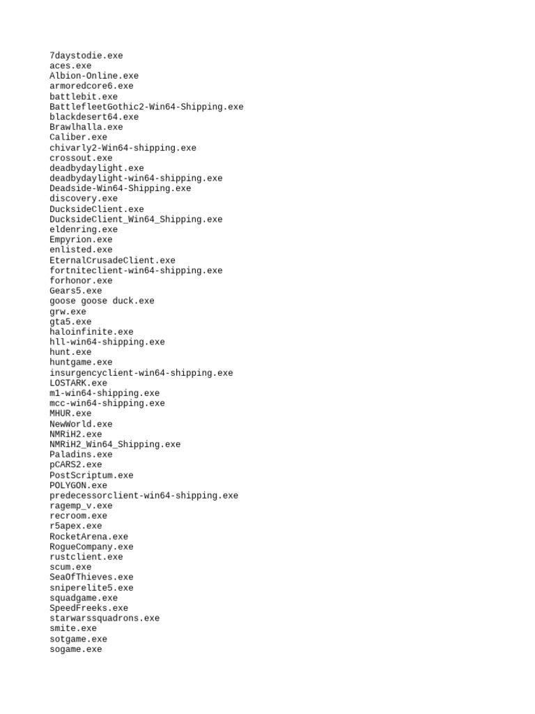 List of Game Executable Files | PDF