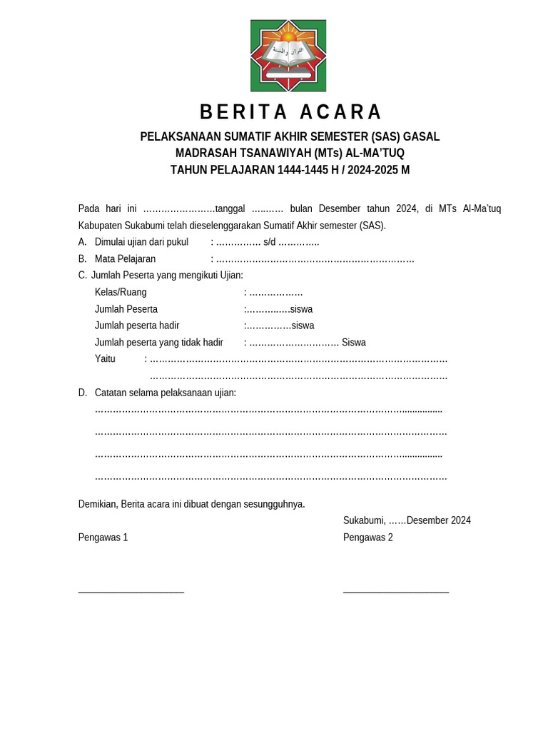 Berita Acara SAS 1-1 | PDF