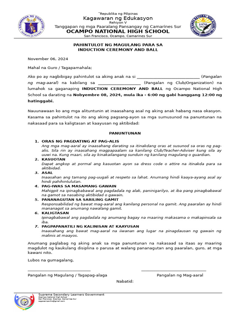 Parents Permit | PDF