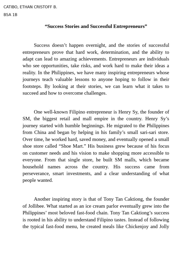 Success Stories and Successful Entrepreneurs | PDF | Business | Social ...