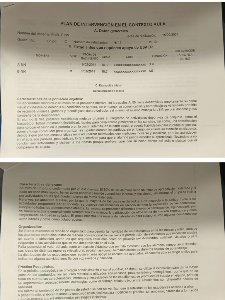 Plan Contexto Aula-Ejemplo | PDF