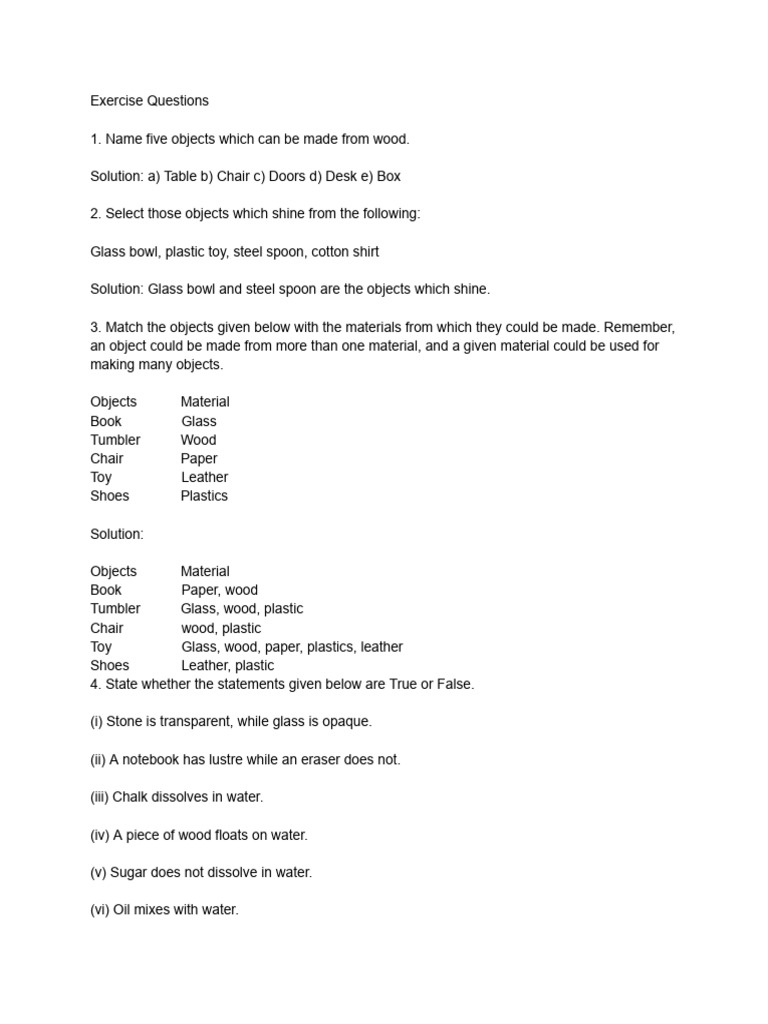 Class 6 Chapter 2 Questions and Answers | PDF