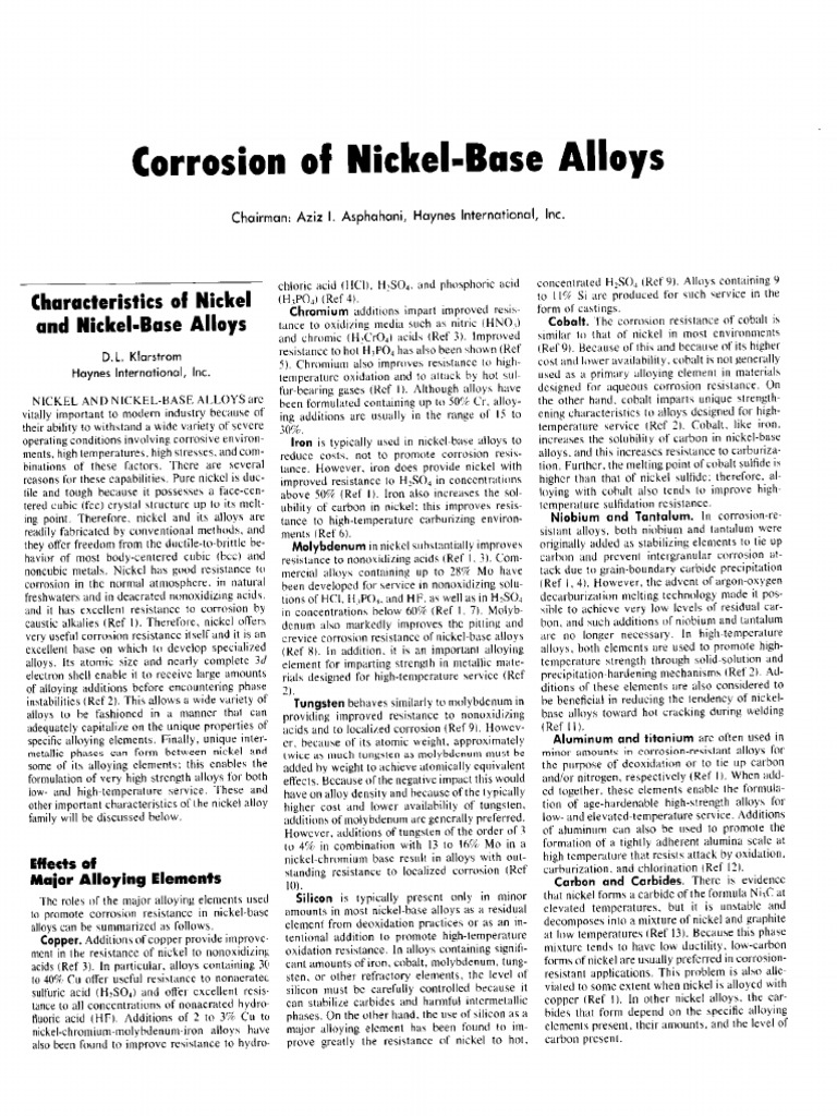 ASM Corrosion of Nickel-Base Alloys | PDF