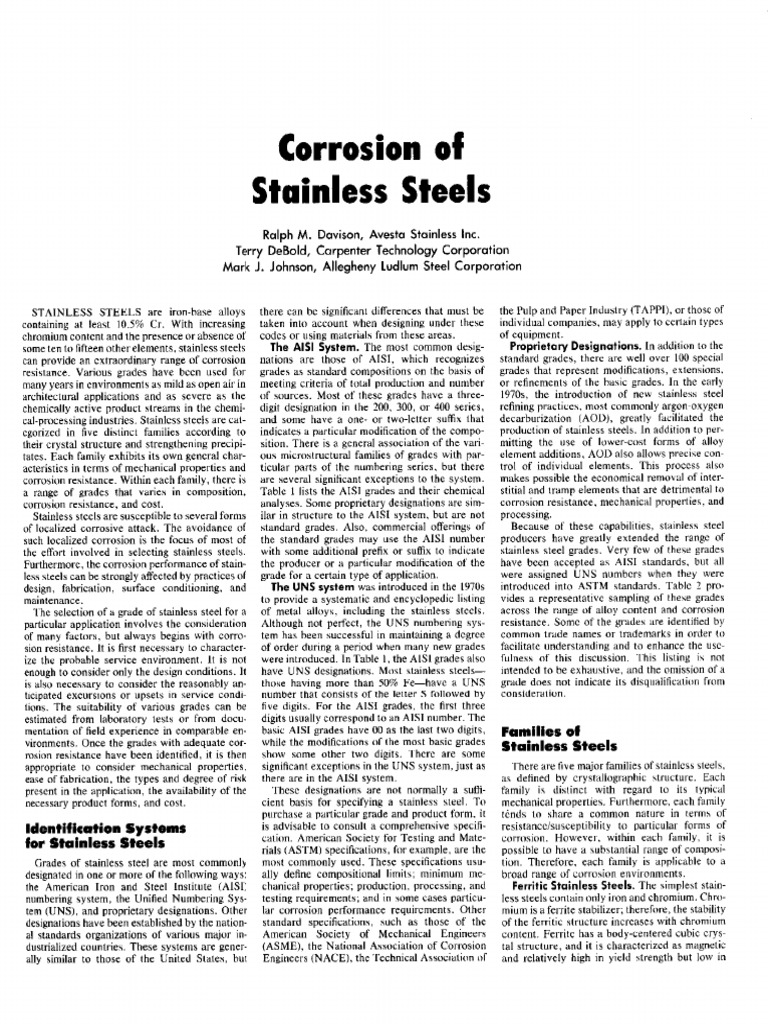 ASM Corrosion of Stainless Steels | PDF
