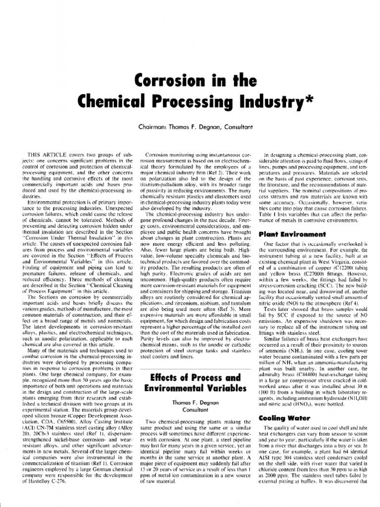 ASM Corrosion in Chemical Process Industry | PDF