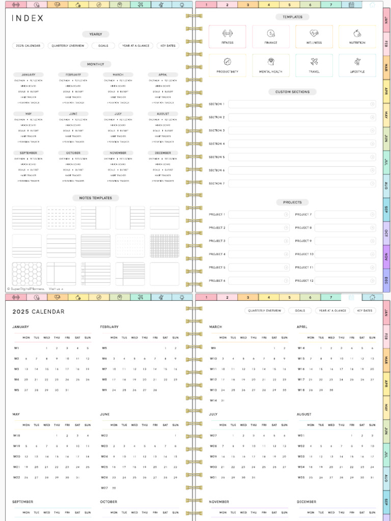 (Rainbow) 2025 Planner Monday 2 | PDF