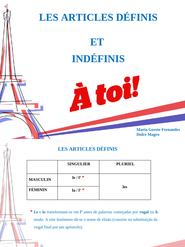 Les Articles Définis Et Indéfinis | PDF | Linguistique | Relations ...