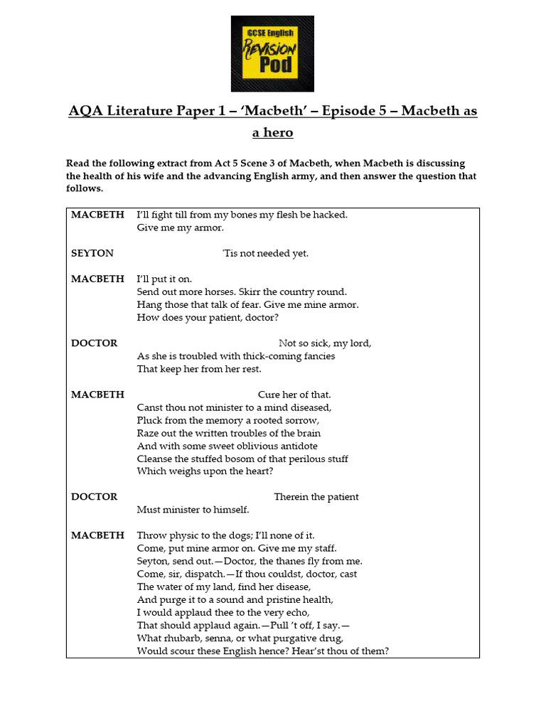 Macbeth - Macbeth As Hero - GCSE English Revision Pod | PDF | Macbeth