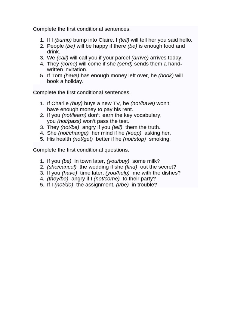 First Conditional | PDF | Language Arts & Discipline