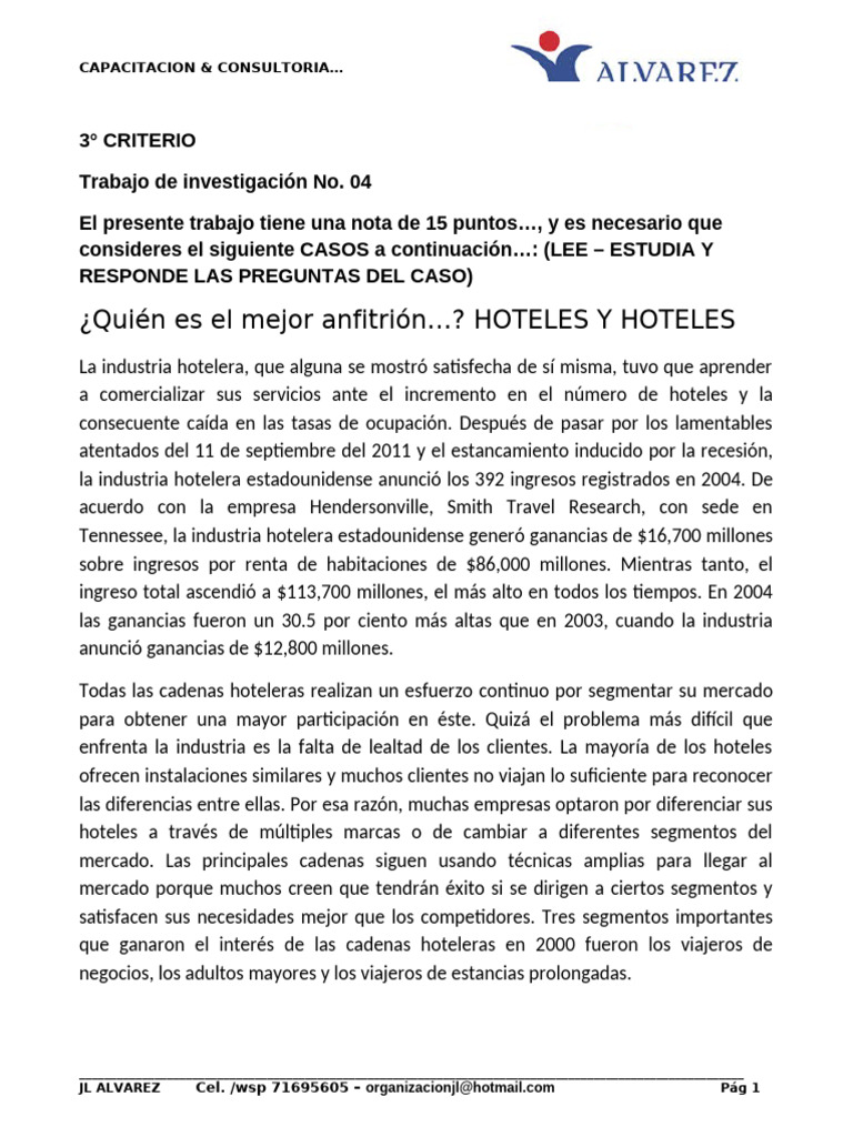 4-4 Trab de Inv. Estudio de Casos HOTELES Y HOTELES | PDF | Hotel | Marriott International