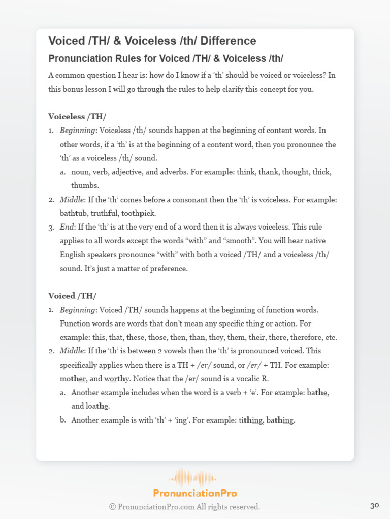 Voiced and Unvoiced TH PDF | PDF | Linguistics | Phonetics