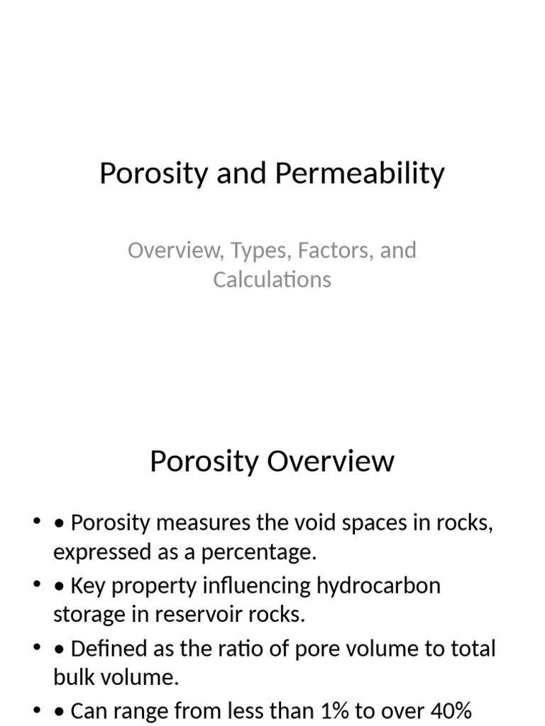 Porosity and Permeability Presentation | PDF | Science & Mathematics
