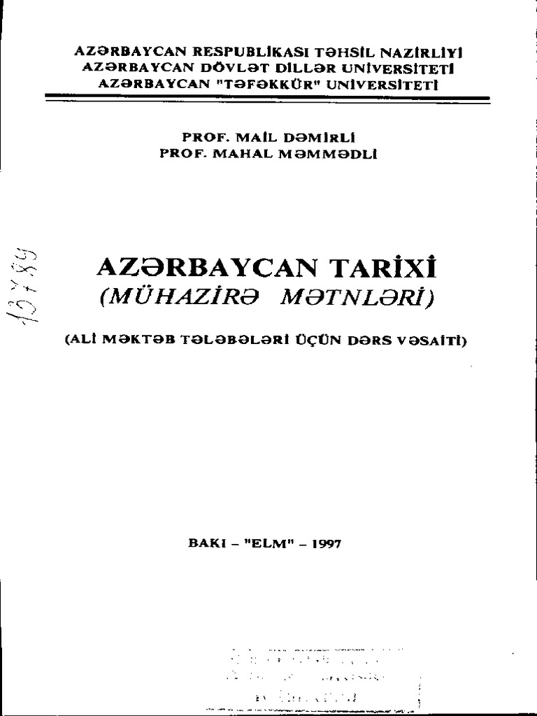 Azerbaycan Tarixi Muhazire Metnleri | PDF