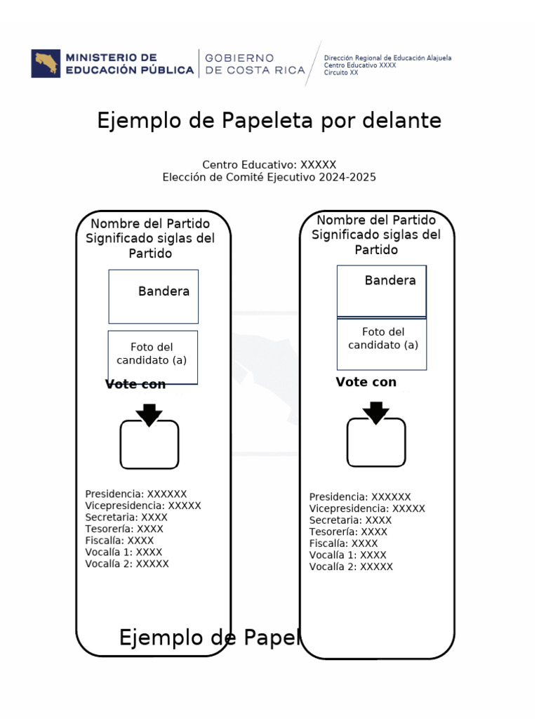 Ejemplo de Papeleta para Elección Estudiantil | PDF