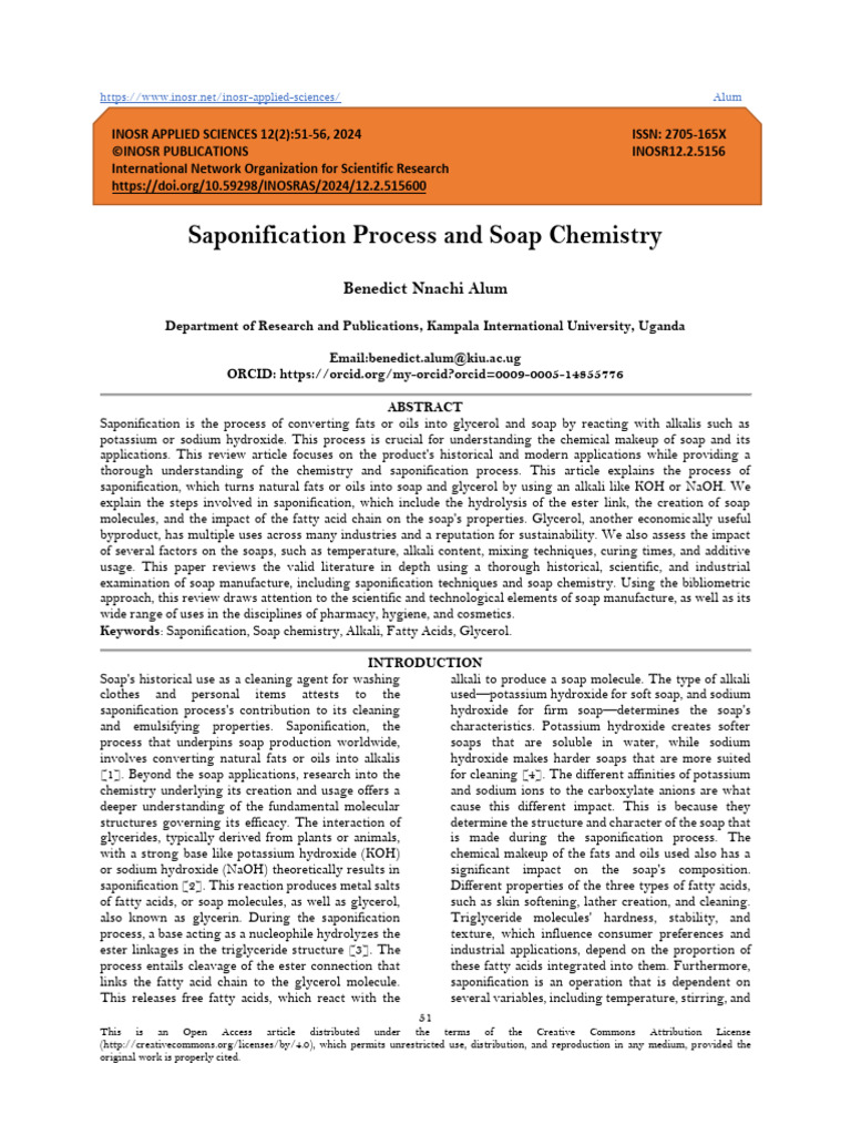 2316 - Saponification Process and Soap Chemistry | PDF | Soap | Fatty Acid