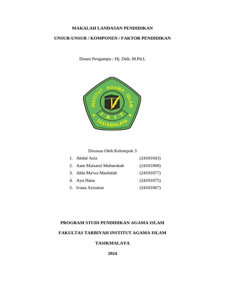 Unsur dan Komponen Pendidikan | PDF
