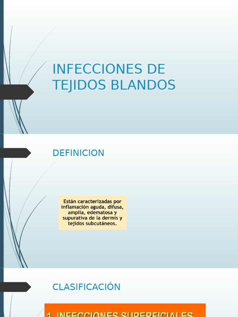 Infecciones y Tratamiento de Tejidos Blandos | PDF | Epidemiología | Enfermedades y trastornos