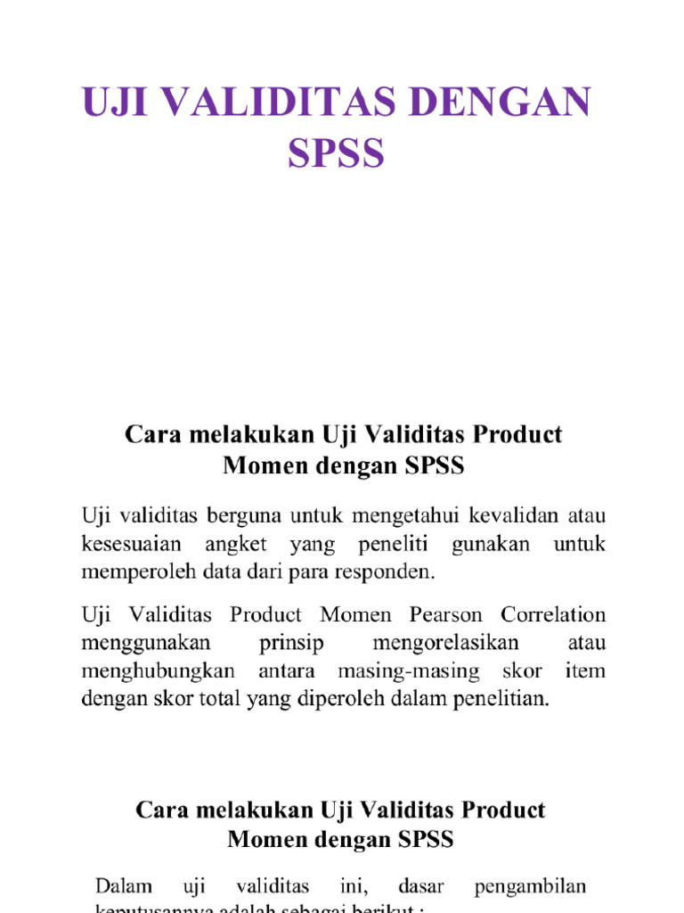 Uji Validitas SPSS | PDF