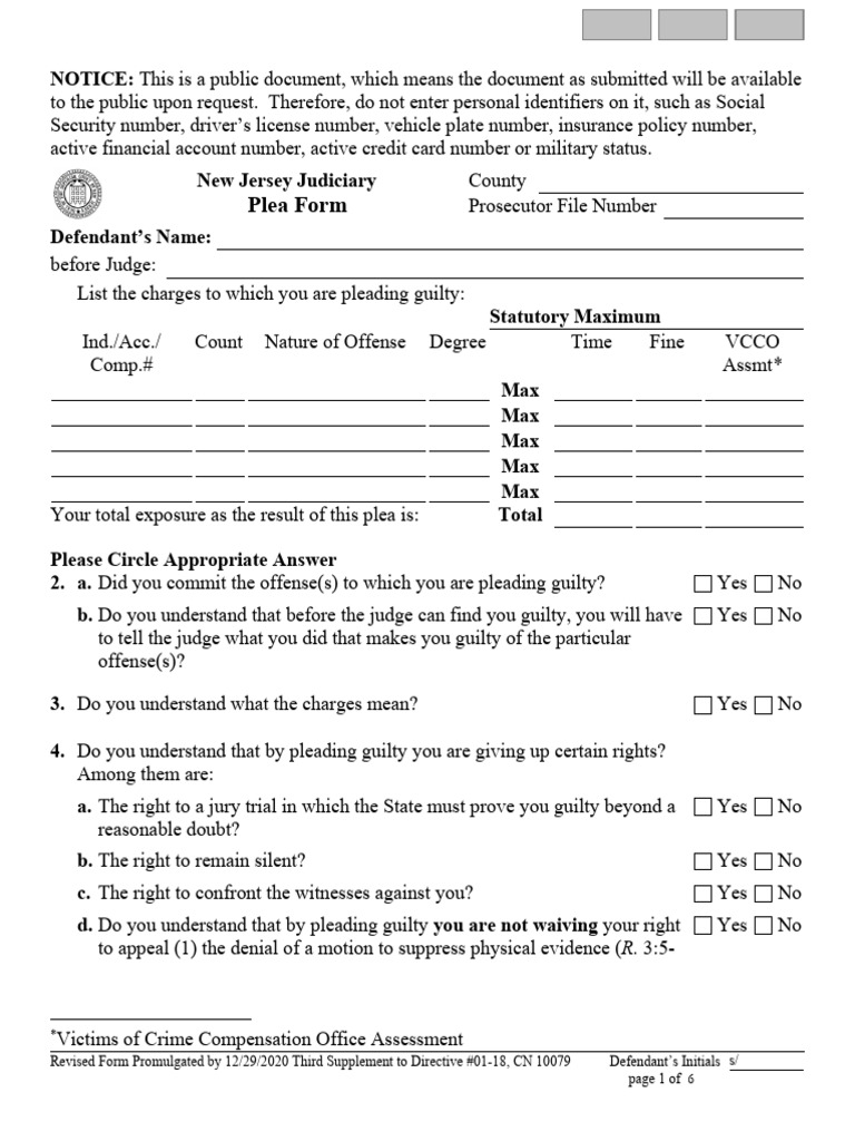10079_main_plea_form | PDF | Plea | Probation