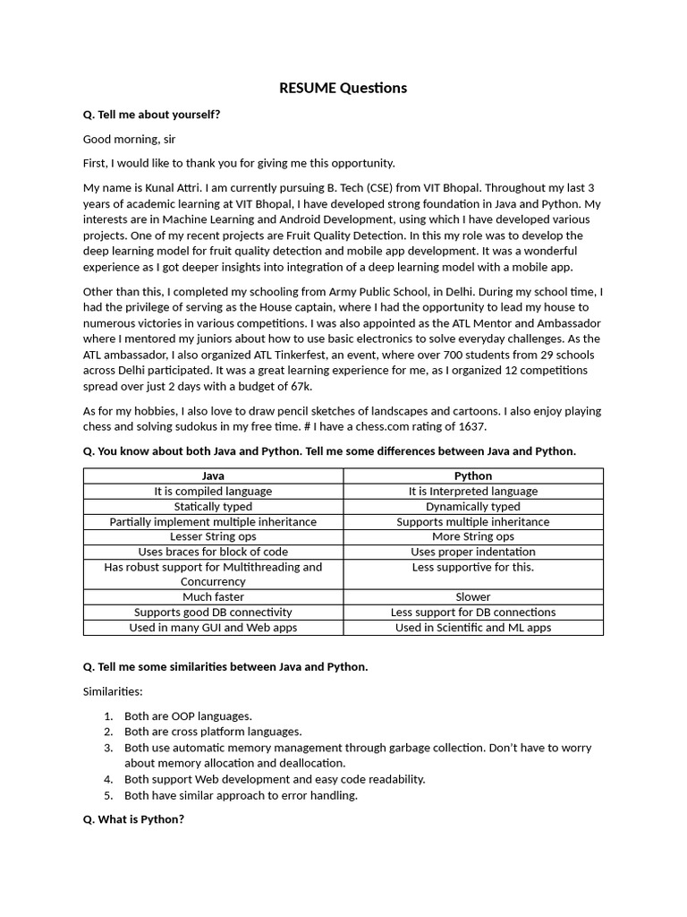 Kunal Interview Questions Pdf Class Computer Programming Method Computer Programming