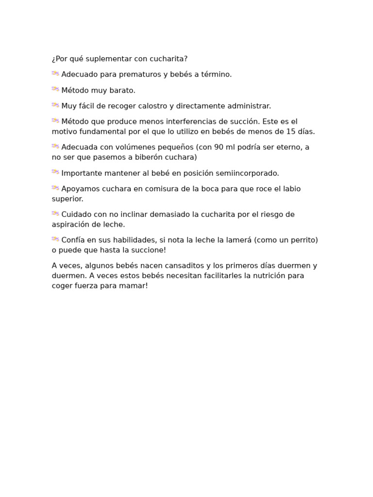 Suplementación con cucharita para bebés | PDF | Cocina, comidas y vino
