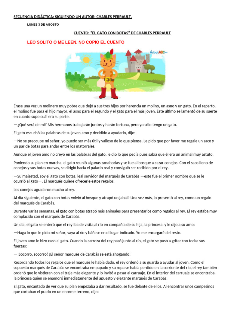 Secuencia Didáctica Siguiendo A Un Autor | PDF | Charles Perrault