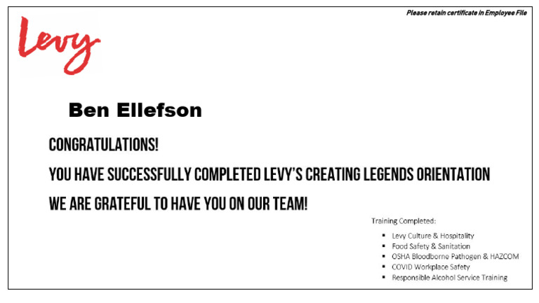 Certificate 18055234 Ben Ellefson | PDF