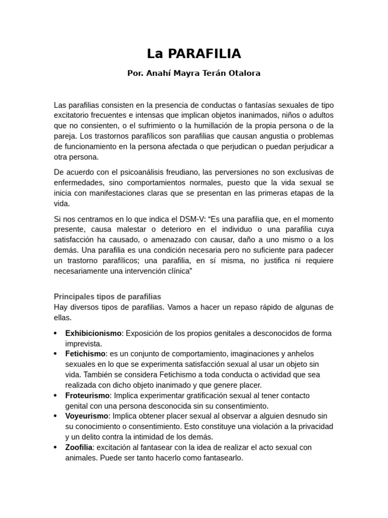 Parafilias | PDF | Terapia conductual | Pedofilia