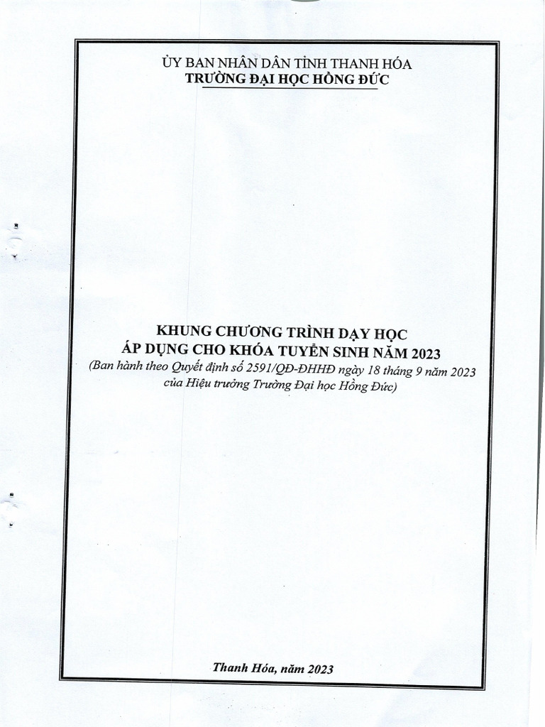 Khung Chương Trìnhdh (Bảng 8) 2023 | PDF