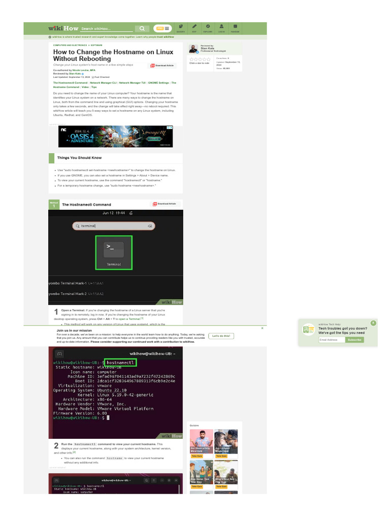 How To Change The Hostname On Linux Without Rebooting | PDF | Linux | Command Line Interface