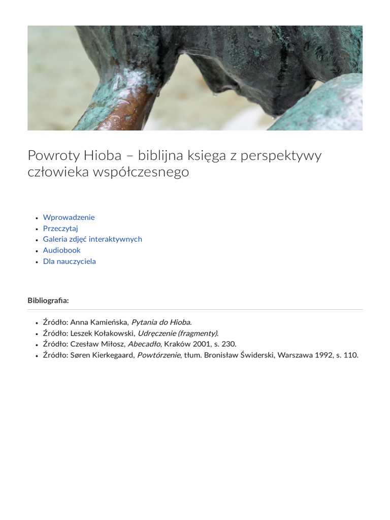 Powroty Hioba - Biblijna Ksiega Z Perspektywy Czlowieka Wspolcze | PDF