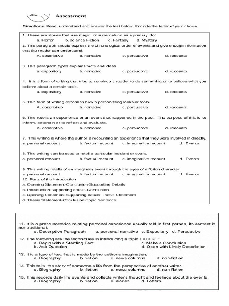 Assessment English q2 Module1 | PDF