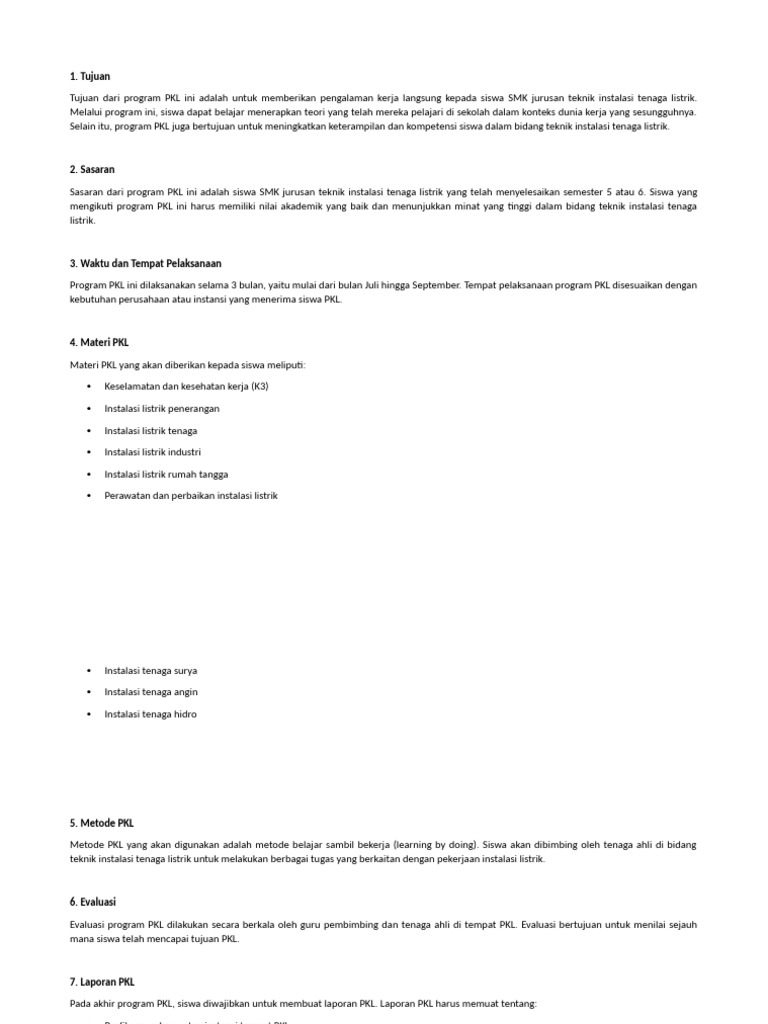 Contoh - Rancangan PKL SMK - TITL | PDF | Karier & Perkembangan ...