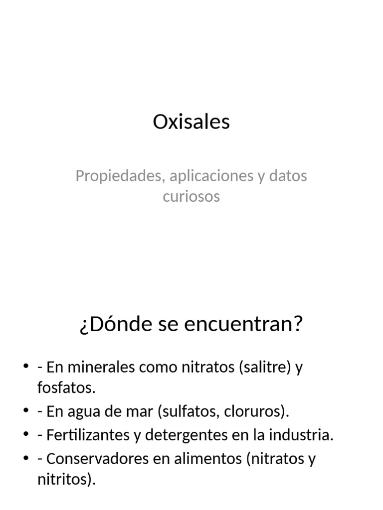 Oxisales Presentacion | PDF