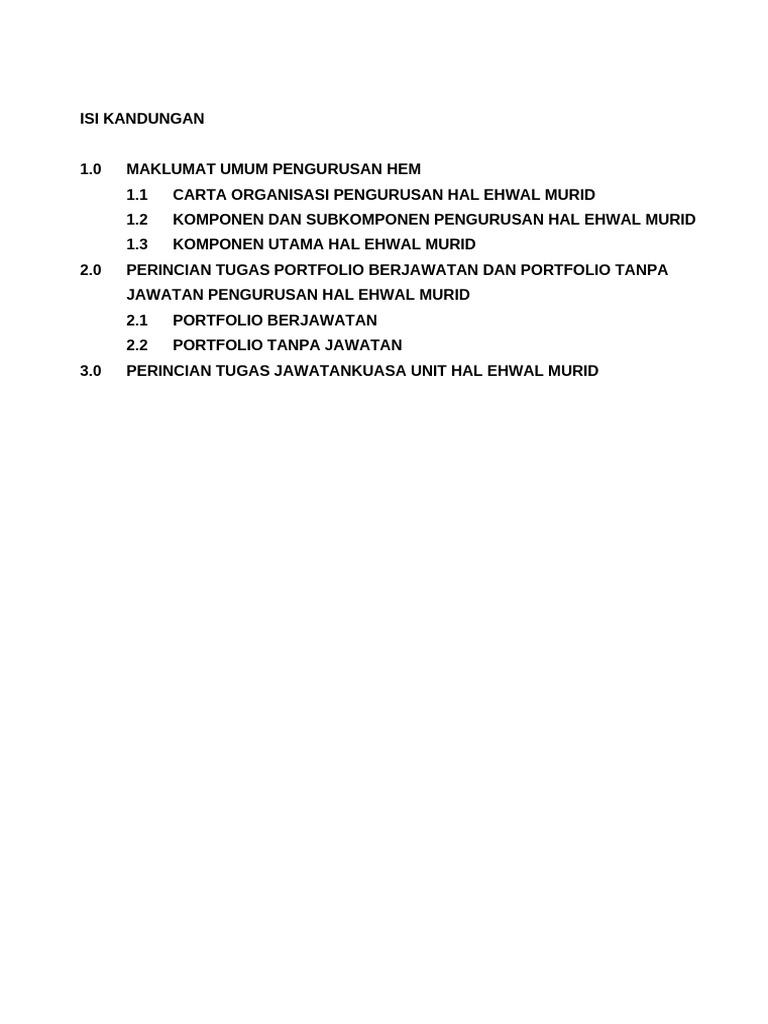Komponen Hal Ehwal Murid | PDF