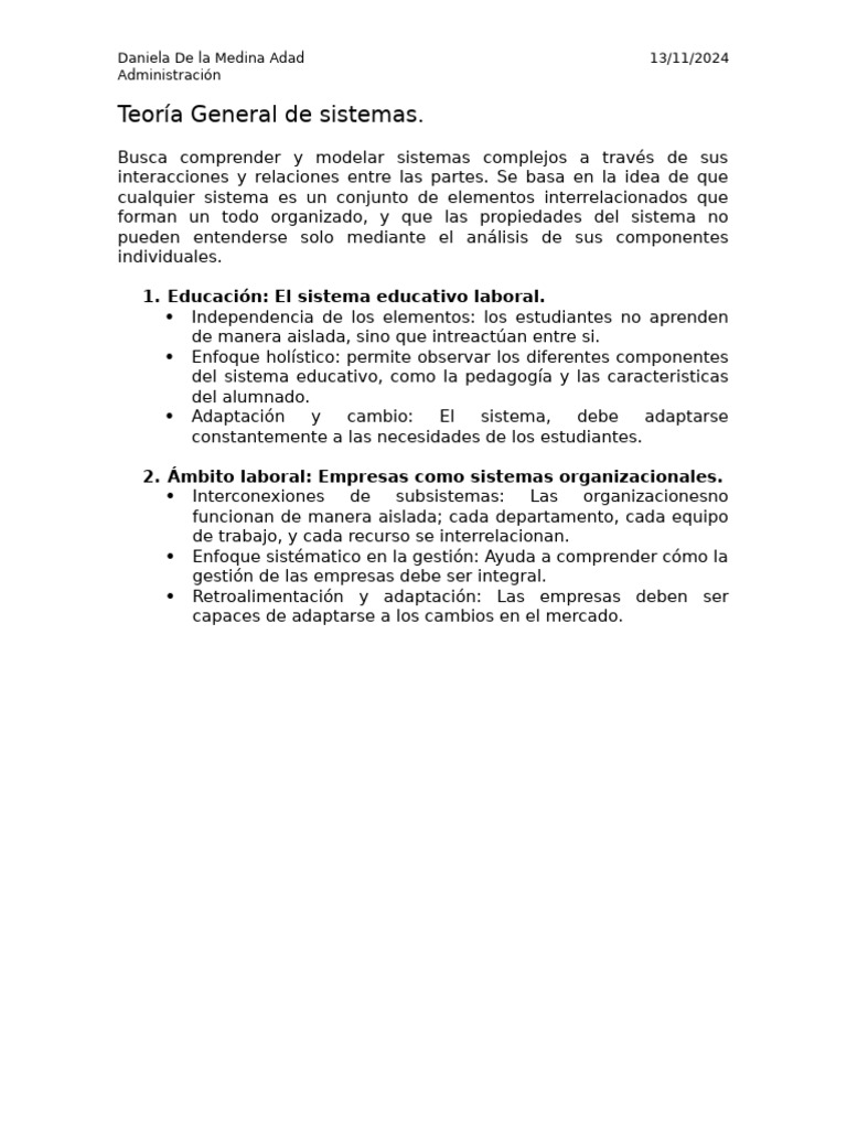 Teoría General de Sistemas | PDF