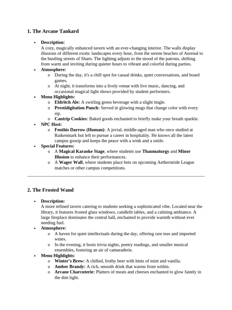 Enchanted Taverns: The Arcane Tankard & Frosted Wand | PDF | Drink