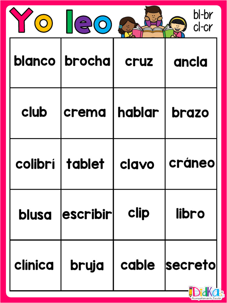 Yo Leo Silabas Trabadas - Plantillas de Lectura de Palabras | PDF