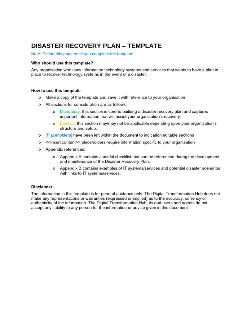 Disaster Recovery Plan Template | PDF | Disaster Recovery | Backup