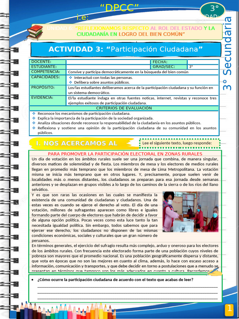 3° DPCC - Actv.03-Unid.6 2023 | PDF | Gobierno local | Alcalde