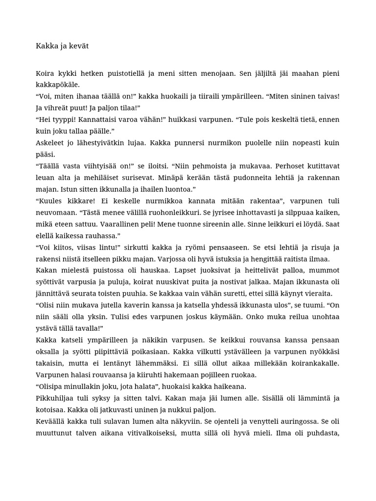 Kakka Ja Kevat | PDF