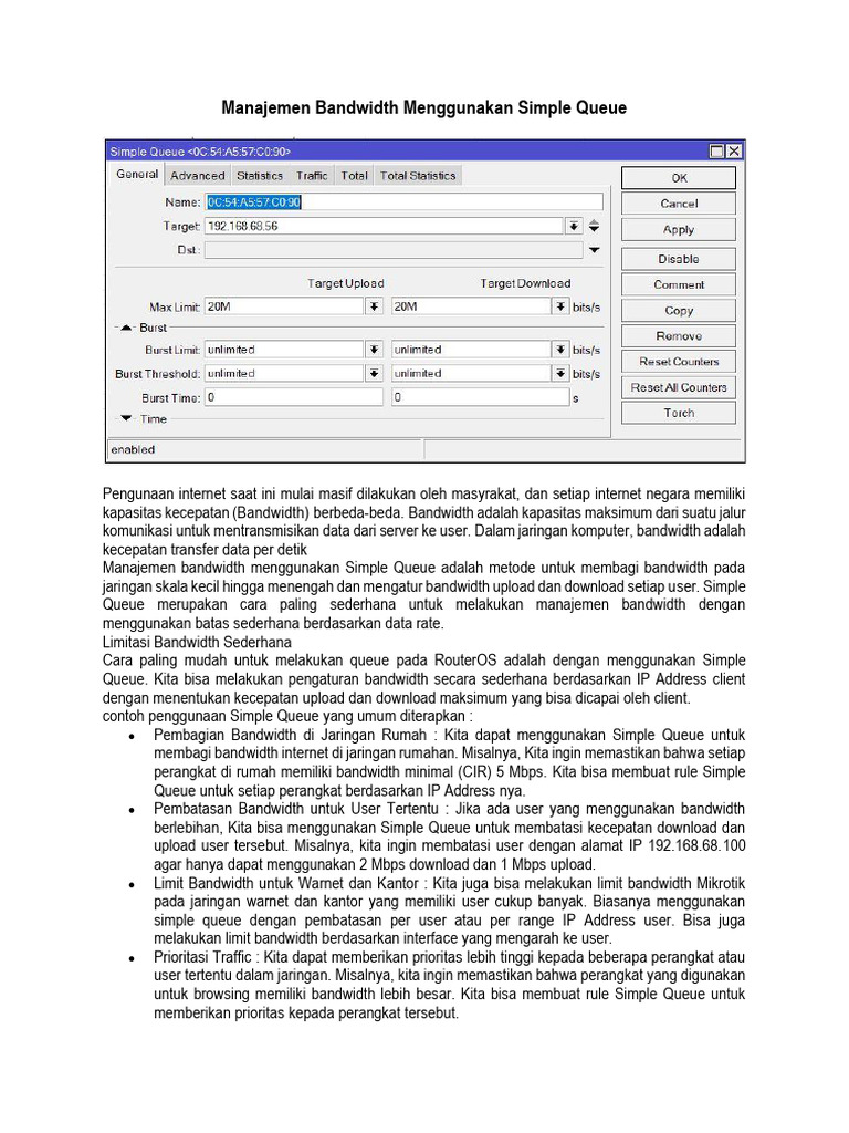 Manajemen Bandwidth Menggunakan Simple Queue | PDF | Bisnis | Teknologi ...