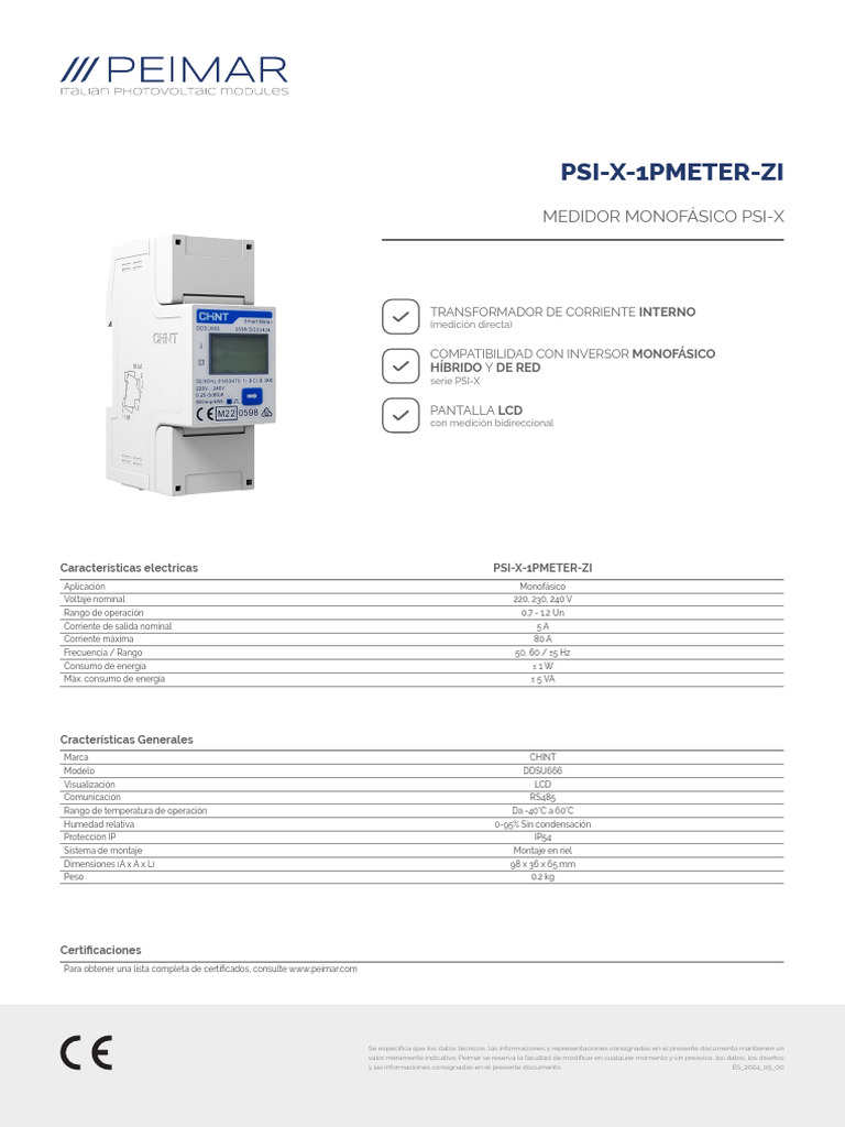 Peimar - ES - PSI X 1PMETER ZI | PDF | Metrología | Energia electrica