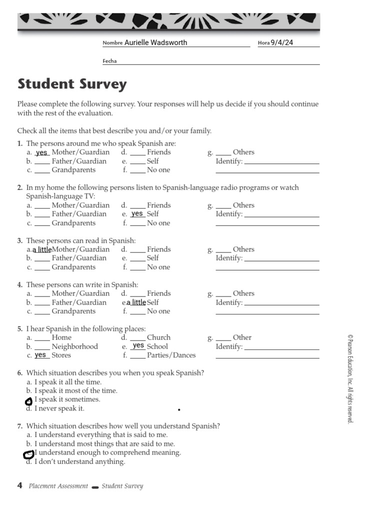 Spanish Language Proficiency Survey | PDF | English Language | Vocabulary