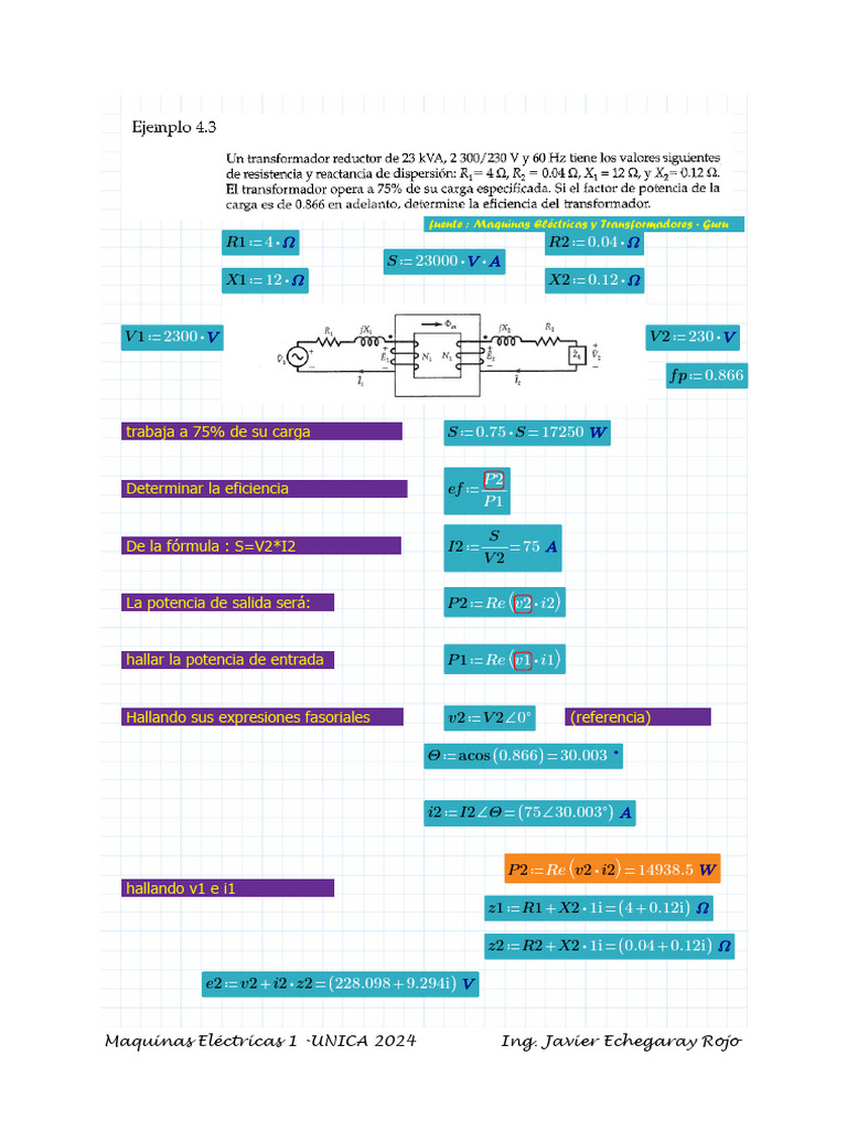 Probl 1 Trafo Monof en Mathcad | PDF