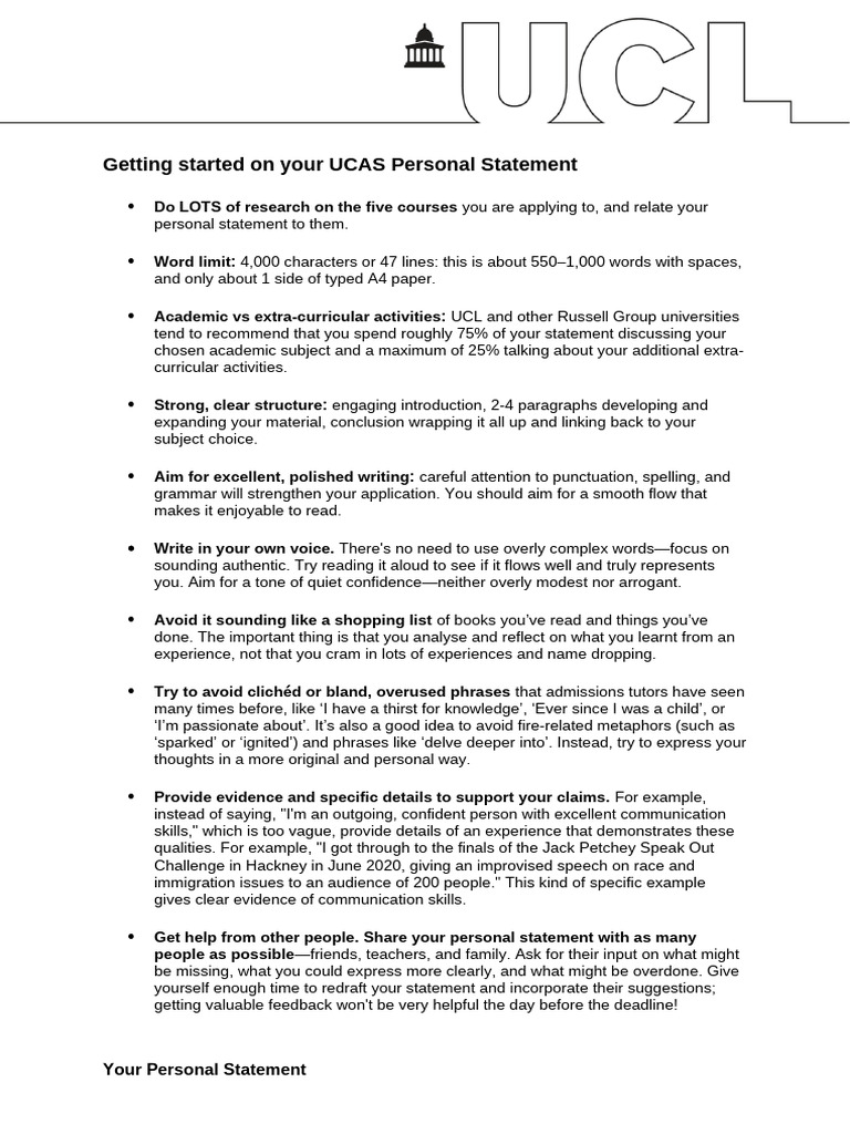 Personal Statement Workbook | PDF | Letter Case | Linguistics