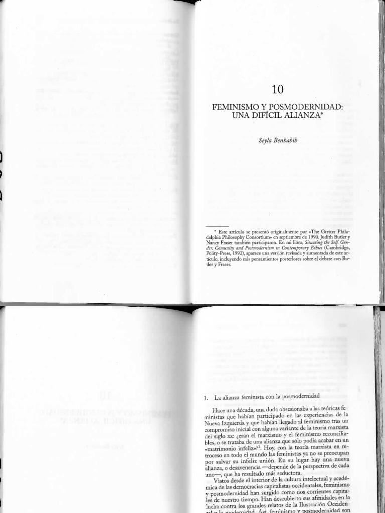 BENHABIB Posmodernismo y Feminismo | PDF